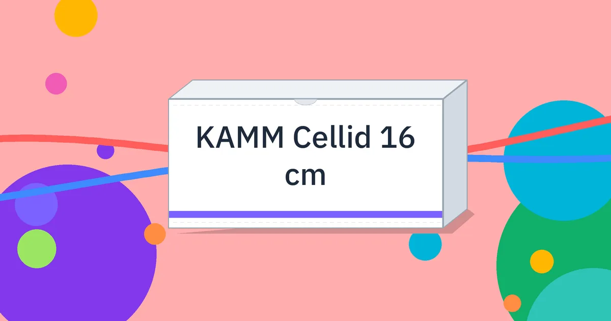 Symbolbild: Packung mit der Aufschrift KAMM Cellid 16 cm (PZN 17289855) – Verfügbarkeit und Bezug in Apotheken in Frankfurt am Main