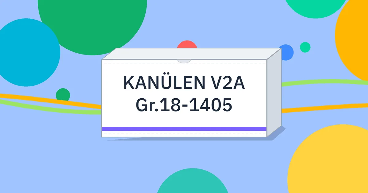 Symbolbild: Packung mit der Aufschrift KANÜLEN V2A Gr.18-1405 (PZN 01963692) – Verfügbarkeit und Bezug in Apotheken in Frankfurt am Main