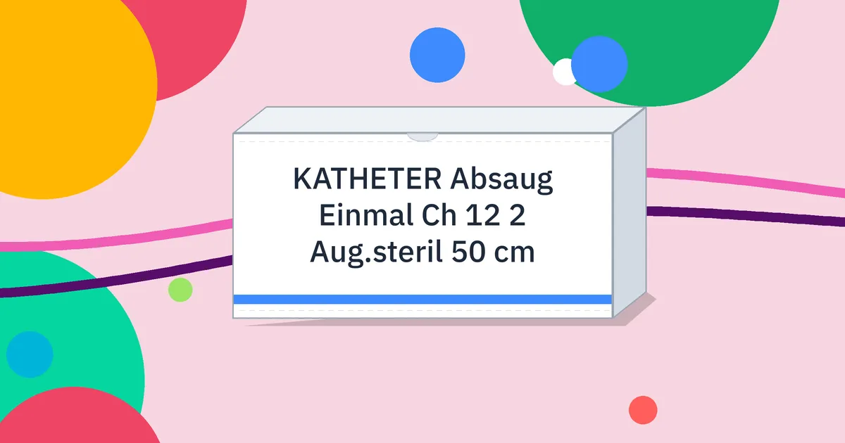 Symbolbild: Packung mit der Aufschrift KATHETER Absaug Einmal Ch 12 2 Aug.steril 50 cm (PZN 00272425) – Verfügbarkeit und Bezug in Apotheken in Frankfurt am Main