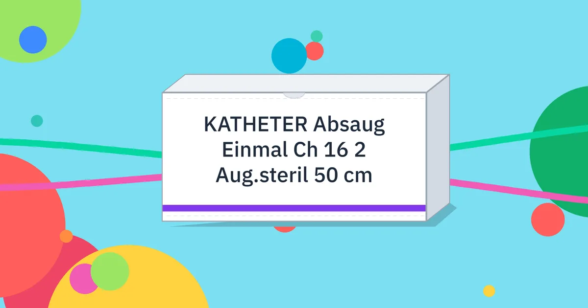 Symbolbild: Packung mit der Aufschrift KATHETER Absaug Einmal Ch 16 2 Aug.steril 50 cm (PZN 00272448) – Verfügbarkeit und Bezug in Apotheken in Frankfurt am Main
