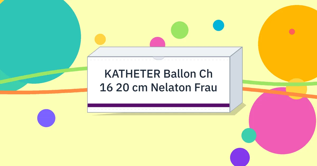 Symbolbild: Packung mit der Aufschrift KATHETER Ballon Ch 16 20 cm Nelaton Frau (PZN 01965969) – Verfügbarkeit und Bezug in Apotheken in Frankfurt am Main
