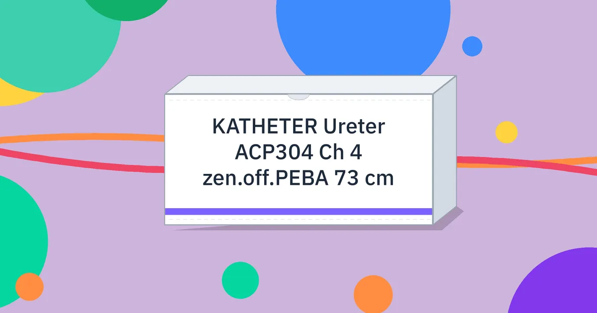 Symbolbild: Packung mit der Aufschrift KATHETER Ureter ACP304 Ch 4 zen.off.PEBA 73 cm (PZN 00204990) – Verfügbarkeit und Bezug in Apotheken in Frankfurt am Main
