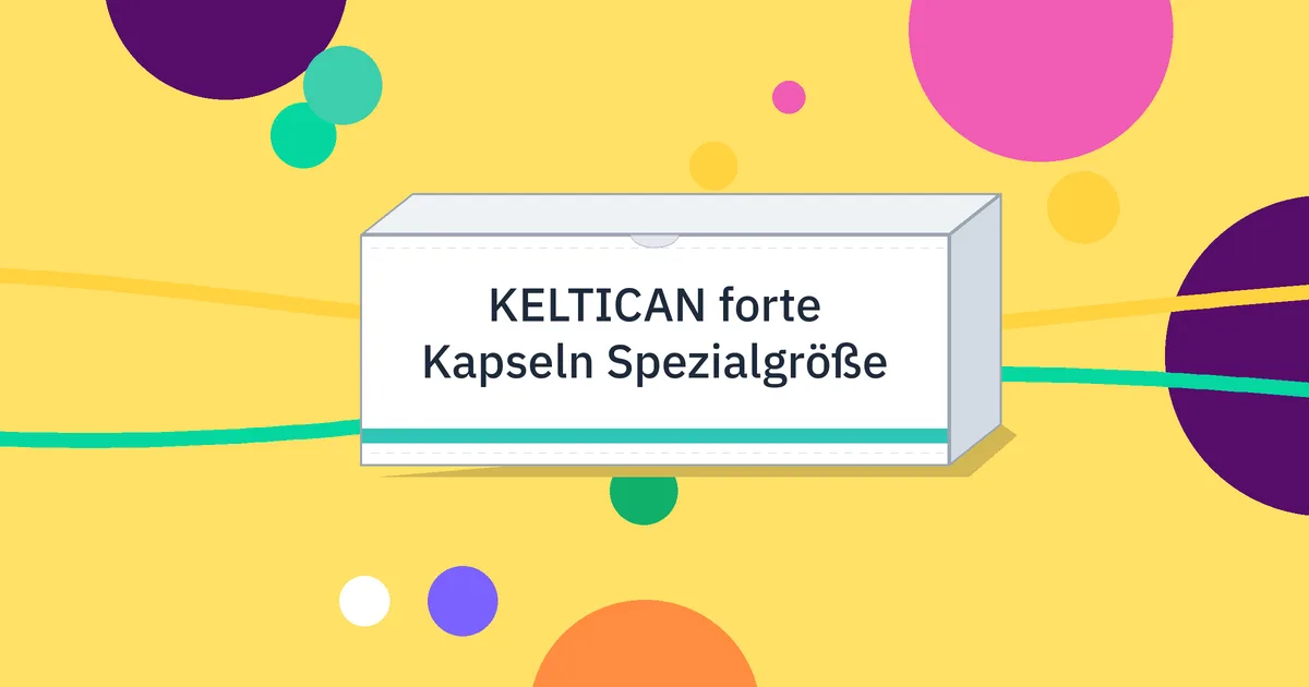 Symbolbild: Packung mit der Aufschrift KELTICAN forte Kapseln Spezialgröße (PZN 19409157) – Verfügbarkeit und Bezug in Apotheken in Frankfurt am Main