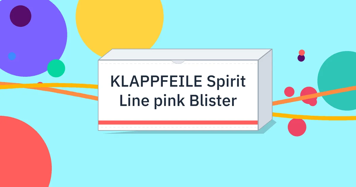 Symbolbild: Packung mit der Aufschrift KLAPPFEILE Spirit Line pink Blister (PZN 01577233) – Verfügbarkeit und Bezug in Apotheken in Frankfurt am Main
