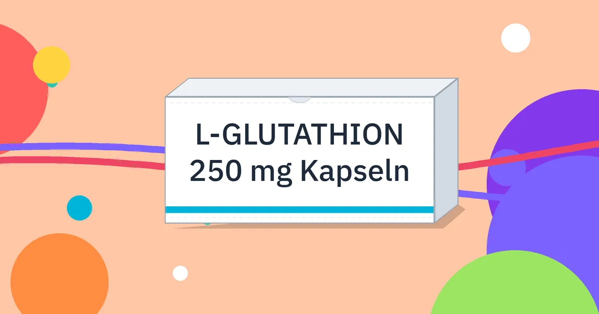 Symbolbild: Packung mit der Aufschrift L-GLUTATHION 250 mg Kapseln (PZN 12546313) – Verfügbarkeit und Bezug in Apotheken in Frankfurt am Main