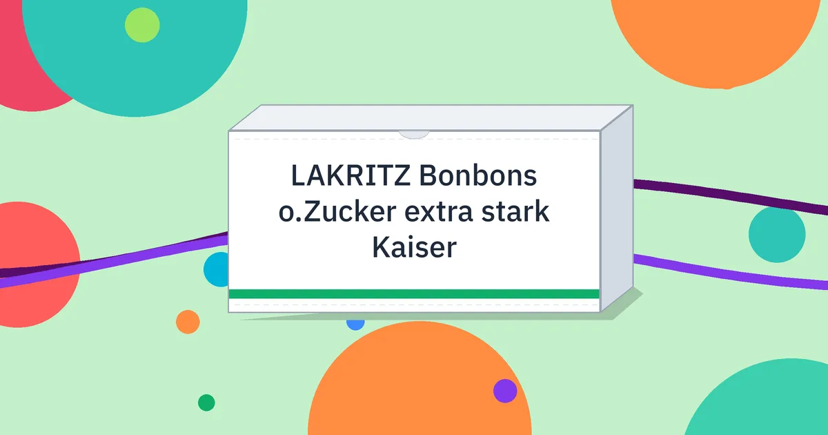 Symbolbild: Packung mit der Aufschrift LAKRITZ Bonbons o.Zucker extra stark Kaiser (PZN 09426373) – Verfügbarkeit und Bezug in Apotheken in Frankfurt am Main