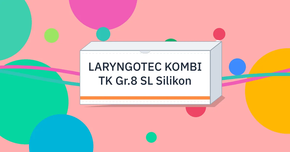 Symbolbild: Packung mit der Aufschrift LARYNGOTEC KOMBI TK Gr.8 SL Silikon (PZN 08434353) – Verfügbarkeit und Bezug in Apotheken in Frankfurt am Main