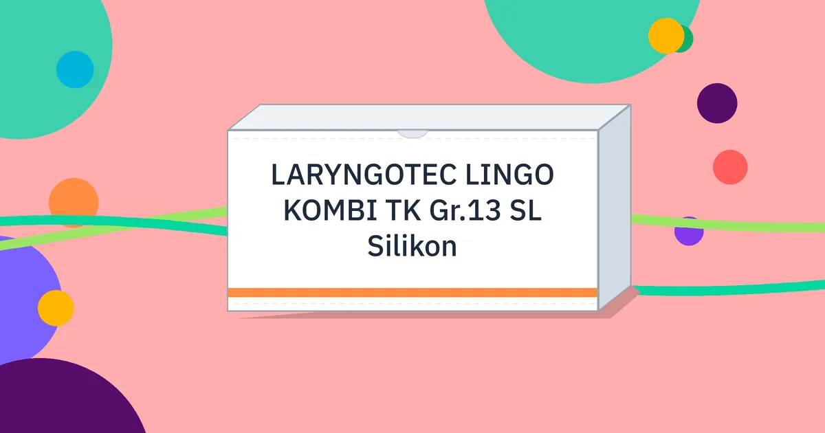 Symbolbild: Packung mit der Aufschrift LARYNGOTEC LINGO KOMBI TK Gr.13 SL Silikon (PZN 08434620) – Verfügbarkeit und Bezug in Apotheken in Frankfurt am Main