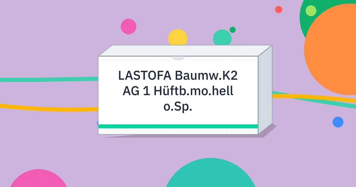 Symbolbild: Packung mit der Aufschrift LASTOFA Baumw.K2 AG 1 Hüftb.mo.hell o.Sp. (PZN 01949717) – Verfügbarkeit und Bezug in Apotheken in Frankfurt am Main