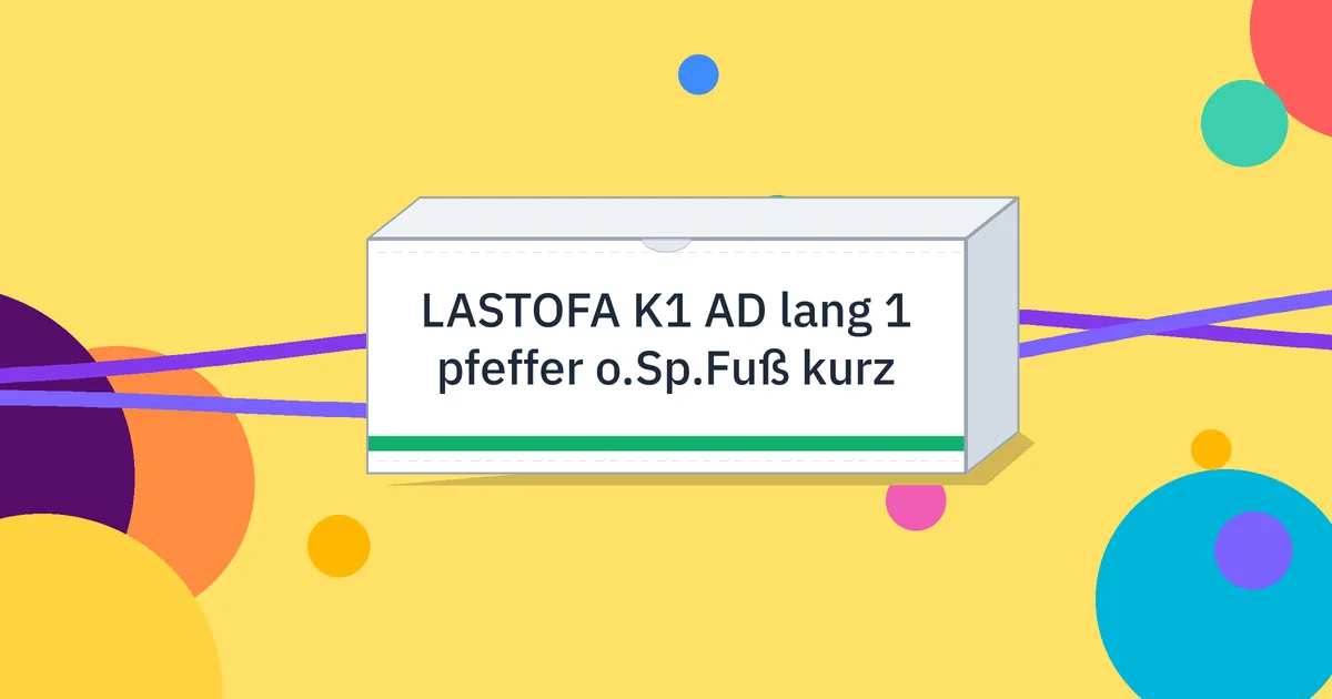 Symbolbild: Packung mit der Aufschrift LASTOFA K1 AD lang 1 pfeffer o.Sp.Fuß kurz (PZN 13786485) – Verfügbarkeit und Bezug in Apotheken in Frankfurt am Main