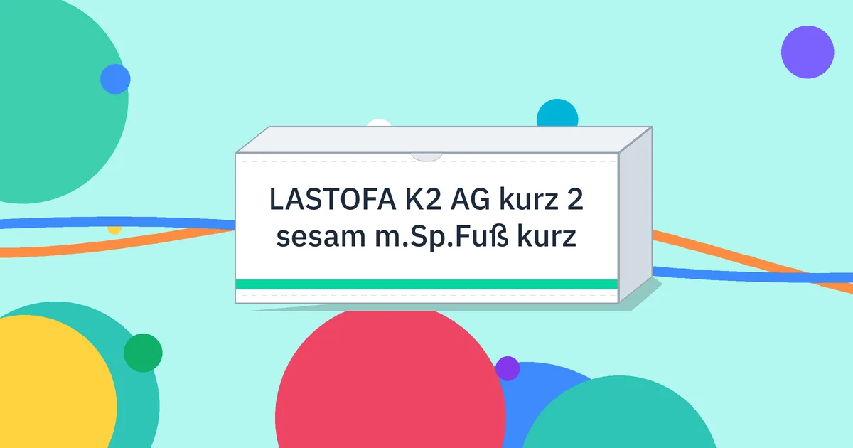 Symbolbild: Packung mit der Aufschrift LASTOFA K2 AG kurz 2 sesam m.Sp.Fuß kurz (PZN 13803433) – Verfügbarkeit und Bezug in Apotheken in Frankfurt am Main