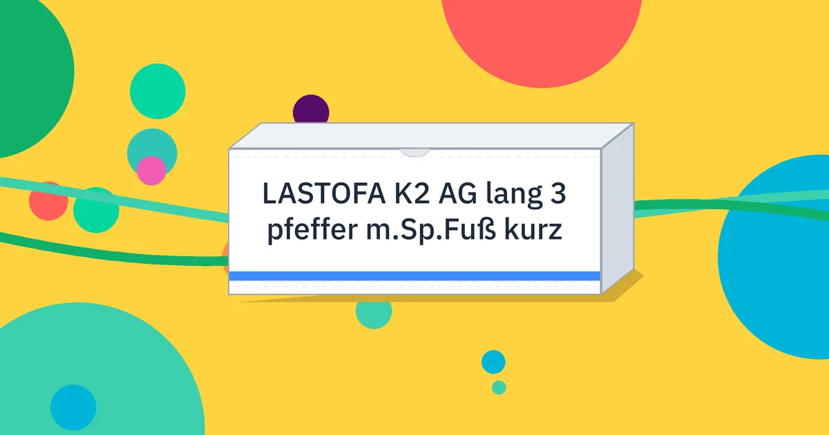 Symbolbild: Packung mit der Aufschrift LASTOFA K2 AG lang 3 pfeffer m.Sp.Fuß kurz (PZN 13804651) – Verfügbarkeit und Bezug in Apotheken in Frankfurt am Main