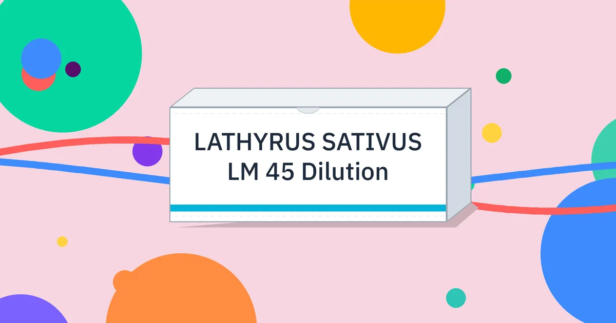 Symbolbild: Packung mit der Aufschrift LATHYRUS SATIVUS LM 45 Dilution (PZN 13523811) – Verfügbarkeit und Bezug in Apotheken in Frankfurt am Main