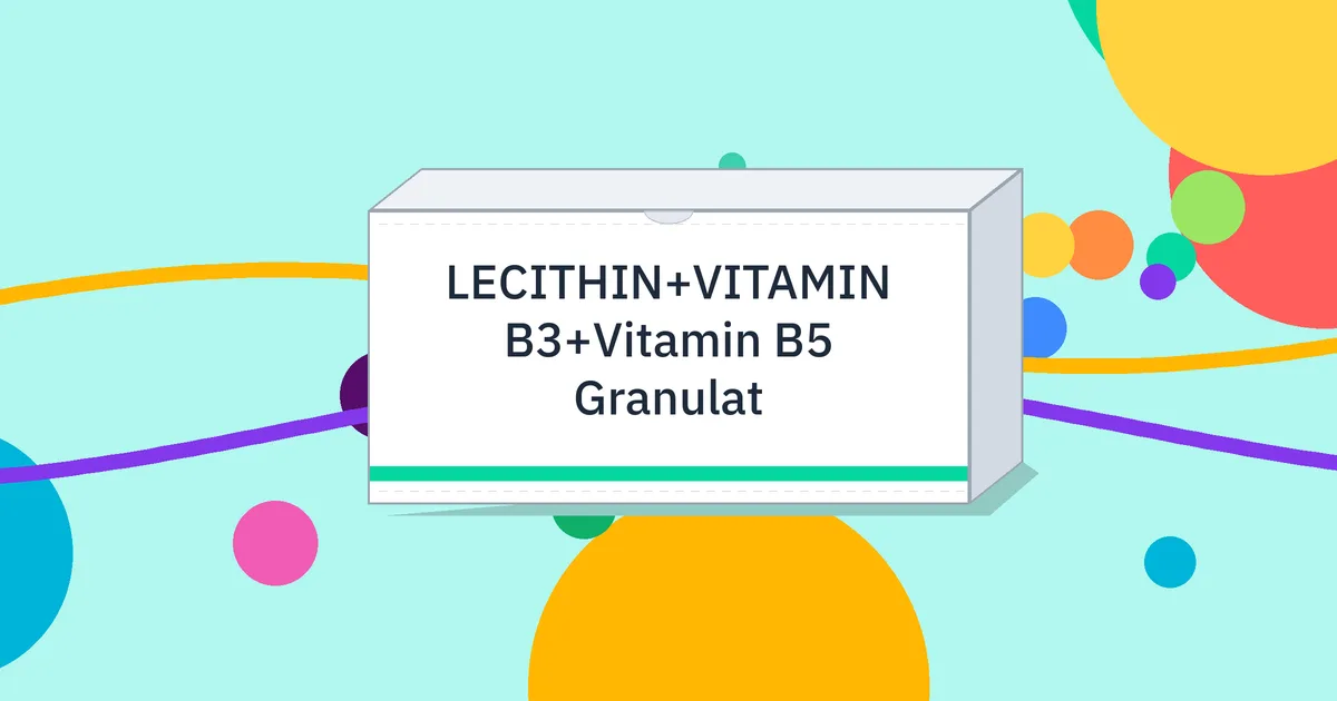 Symbolbild: Packung mit der Aufschrift LECITHIN+VITAMIN B3+Vitamin B5 Granulat (PZN 15247887) – Verfügbarkeit und Bezug in Apotheken in Frankfurt am Main