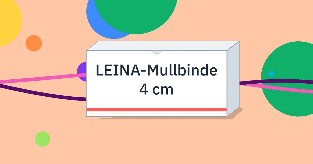 Symbolbild: Packung mit der Aufschrift LEINA-Mullbinde 4 cm (PZN 08716347) – Verfügbarkeit und Bezug in Apotheken in Frankfurt am Main