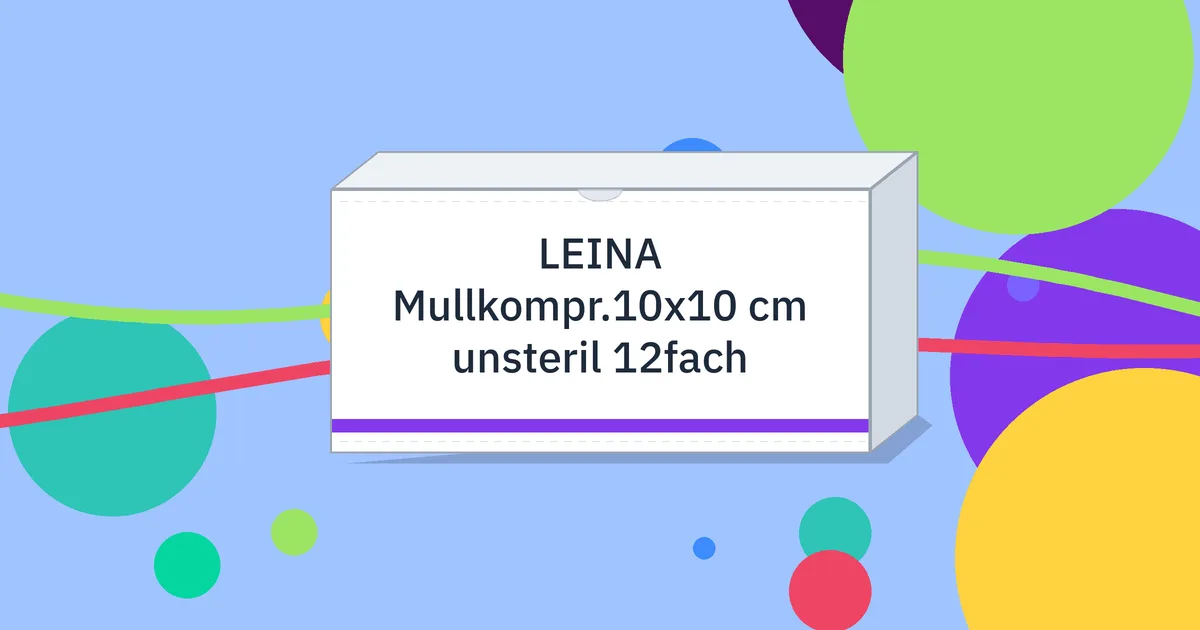 Symbolbild: Packung mit der Aufschrift LEINA Mullkompr.10x10 cm unsteril 12fach (PZN 08716494) – Verfügbarkeit und Bezug in Apotheken in Frankfurt am Main