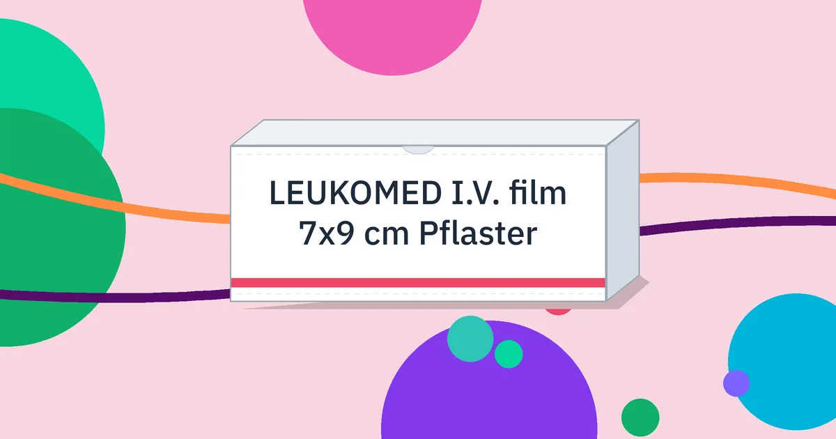 Symbolbild: Packung mit der Aufschrift LEUKOMED I.V. film 7x9 cm Pflaster (PZN 07706967) – Verfügbarkeit und Bezug in Apotheken in Frankfurt am Main