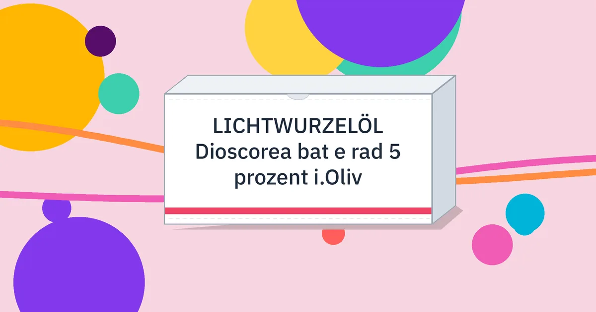 Symbolbild: Packung mit der Aufschrift LICHTWURZELÖL Dioscorea bat e rad 5 prozent i.Oliv (PZN 02468339) – Verfügbarkeit und Bezug in Apotheken in Frankfurt am Main