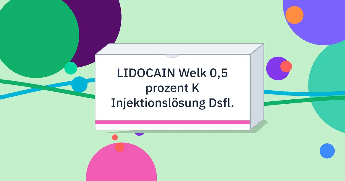 Symbolbild: Packung mit der Aufschrift LIDOCAIN Welk 0,5 prozent K Injektionslösung Dsfl. (PZN 08780687) – Verfügbarkeit und Bezug in Apotheken in Frankfurt am Main