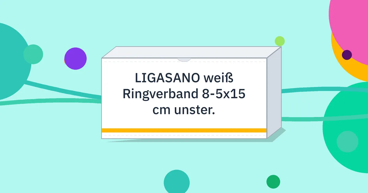 Symbolbild: Packung mit der Aufschrift LIGASANO weiß Ringverband 8-5x15 cm unster. (PZN 17252007) – Verfügbarkeit und Bezug in Apotheken in Frankfurt am Main