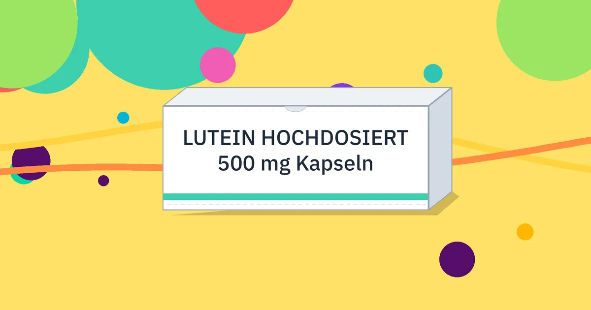 Symbolbild: Packung mit der Aufschrift LUTEIN HOCHDOSIERT 500 mg Kapseln (PZN 12729829) – Verfügbarkeit und Bezug in Apotheken in Frankfurt am Main
