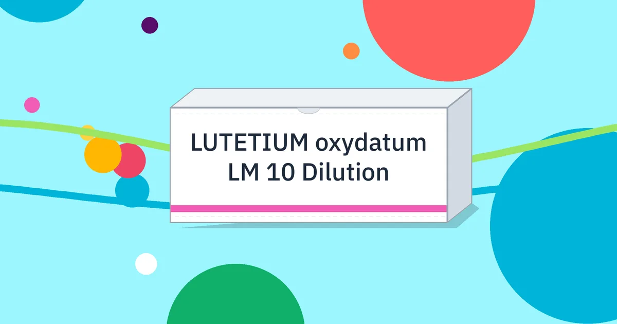 Symbolbild: Packung mit der Aufschrift LUTETIUM oxydatum LM 10 Dilution (PZN 12934788) – Verfügbarkeit und Bezug in Apotheken in Frankfurt am Main