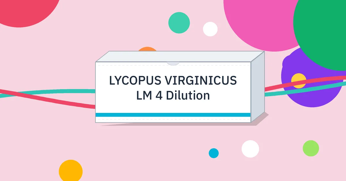 Symbolbild: Packung mit der Aufschrift LYCOPUS VIRGINICUS LM 4 Dilution (PZN 13538391) – Verfügbarkeit und Bezug in Apotheken in Frankfurt am Main