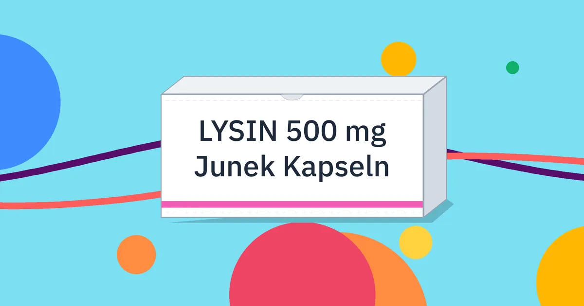 Symbolbild: Packung mit der Aufschrift LYSIN 500 mg Junek Kapseln (PZN 00134700) – Verfügbarkeit und Bezug in Apotheken in Frankfurt am Main