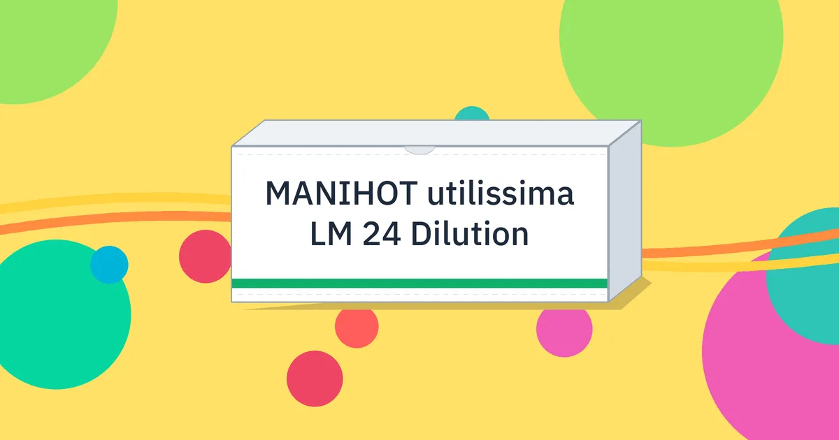 Symbolbild: Packung mit der Aufschrift MANIHOT utilissima LM 24 Dilution (PZN 13601103) – Verfügbarkeit und Bezug in Apotheken in Frankfurt am Main