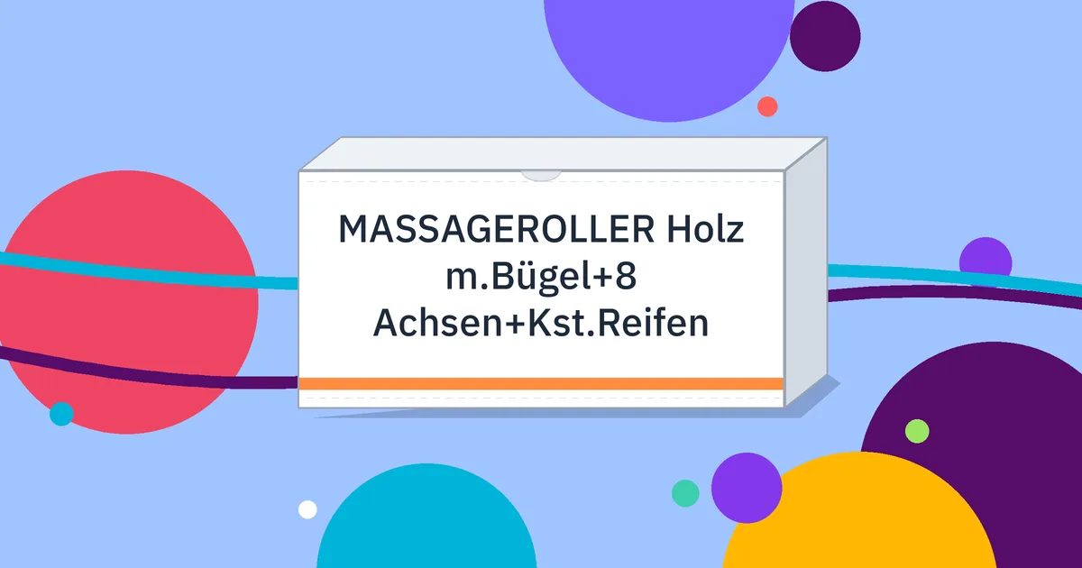 Symbolbild: Packung mit der Aufschrift MASSAGEROLLER Holz m.Bügel+8 Achsen+Kst.Reifen (PZN 00541227) – Verfügbarkeit und Bezug in Apotheken in Frankfurt am Main