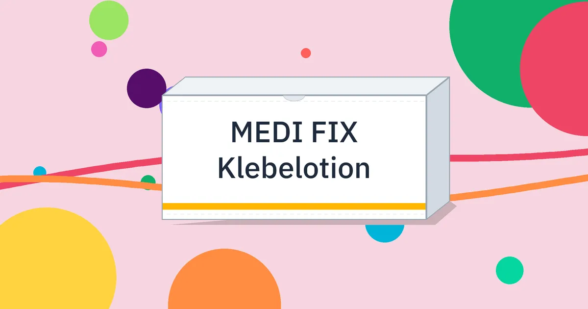 Symbolbild: Packung mit der Aufschrift MEDI FIX Klebelotion (PZN 18043010) – Verfügbarkeit und Bezug in Apotheken in Frankfurt am Main