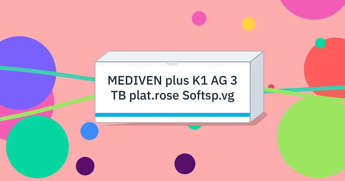 Symbolbild: Packung mit der Aufschrift MEDIVEN plus K1 AG 3 TB plat.rose Softsp.vg (PZN 15060172) – Verfügbarkeit und Bezug in Apotheken in Frankfurt am Main