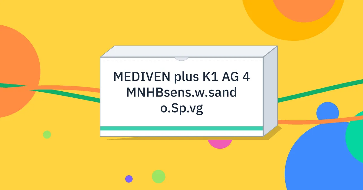 Symbolbild: Packung mit der Aufschrift MEDIVEN plus K1 AG 4 MNHBsens.w.sand o.Sp.vg (PZN 18941387) – Verfügbarkeit und Bezug in Apotheken in Frankfurt am Main