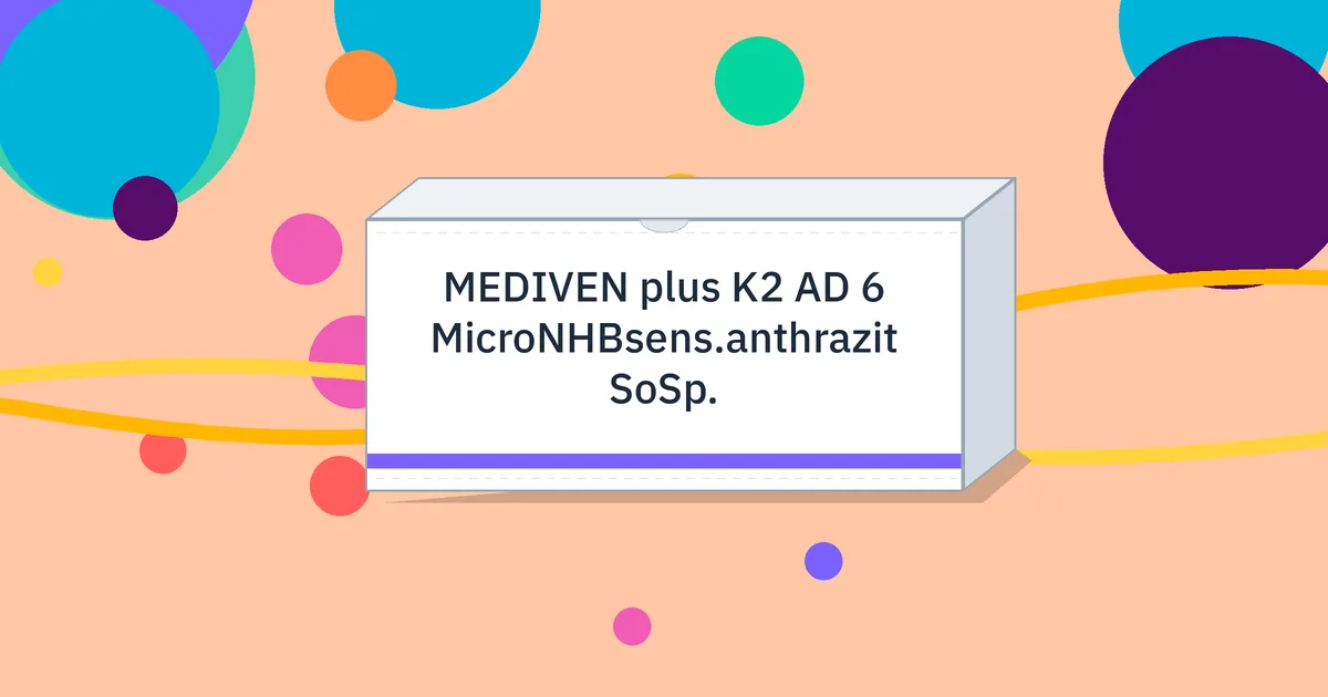 Symbolbild: Packung mit der Aufschrift MEDIVEN plus K2 AD 6 MicroNHBsens.anthrazit SoSp. (PZN 15932270) – Verfügbarkeit und Bezug in Apotheken in Frankfurt am Main