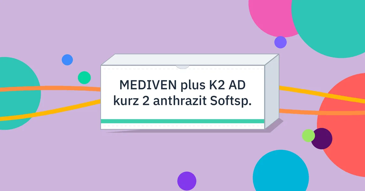 Symbolbild: Packung mit der Aufschrift MEDIVEN plus K2 AD kurz 2 anthrazit Softsp. (PZN 15096684) – Verfügbarkeit und Bezug in Apotheken in Frankfurt am Main