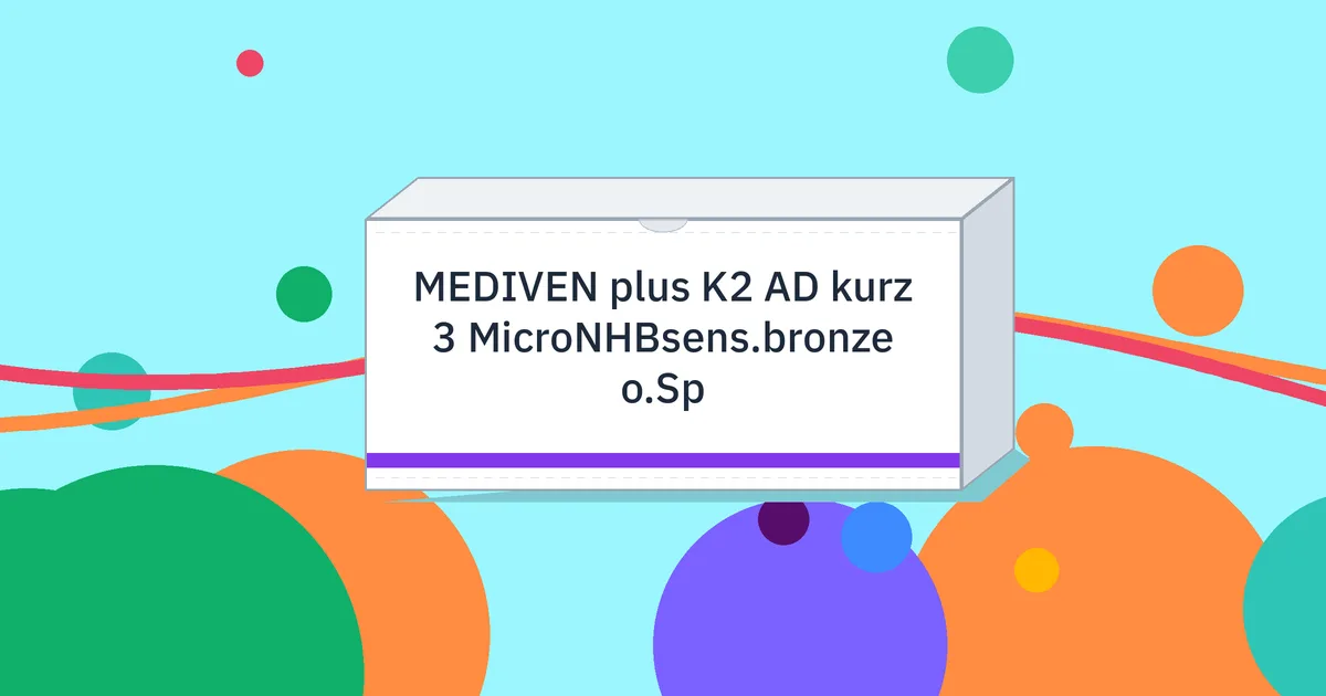 Symbolbild: Packung mit der Aufschrift MEDIVEN plus K2 AD kurz 3 MicroNHBsens.bronze o.Sp (PZN 15934292) – Verfügbarkeit und Bezug in Apotheken in Frankfurt am Main