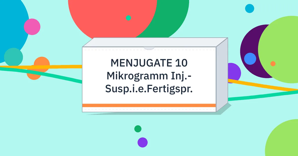 Symbolbild: Packung mit der Aufschrift MENJUGATE 10 Mikrogramm Inj.-Susp.i.e.Fertigspr. (PZN 17848208) – Verfügbarkeit und Bezug in Apotheken in Frankfurt am Main