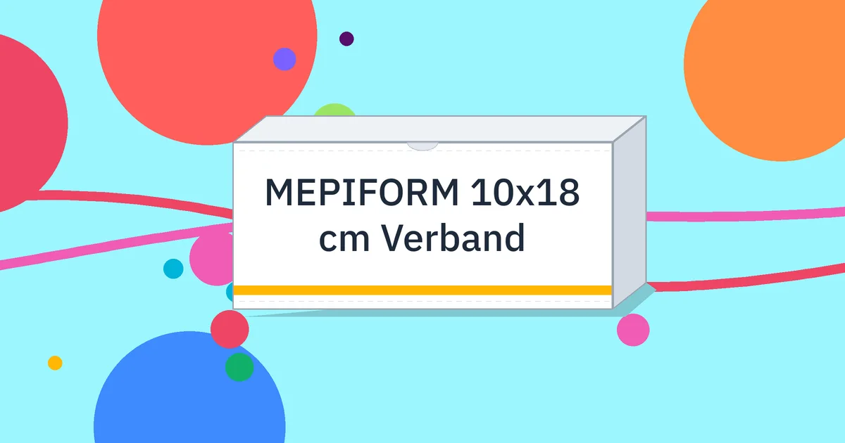 Symbolbild: Packung mit der Aufschrift MEPIFORM 10x18 cm Verband (PZN 08655597) – Verfügbarkeit und Bezug in Apotheken in Frankfurt am Main