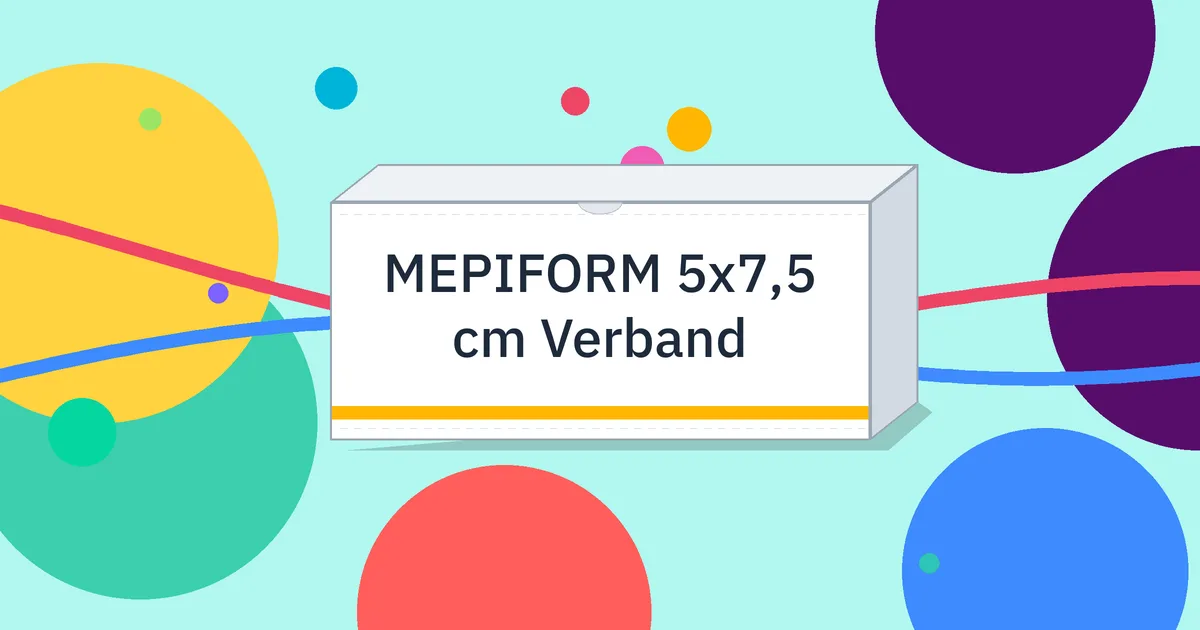 Symbolbild: Packung mit der Aufschrift MEPIFORM 5x7,5 cm Verband (PZN 14334130) – Verfügbarkeit und Bezug in Apotheken in Frankfurt am Main