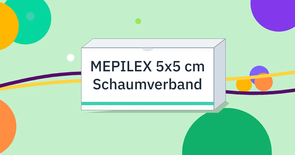 Symbolbild: Packung mit der Aufschrift MEPILEX 5x5 cm Schaumverband (PZN 12700665) – Verfügbarkeit und Bezug in Apotheken in Frankfurt am Main