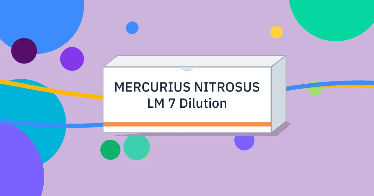 Symbolbild: Packung mit der Aufschrift MERCURIUS NITROSUS LM 7 Dilution (PZN 12952183) – Verfügbarkeit und Bezug in Apotheken in Frankfurt am Main