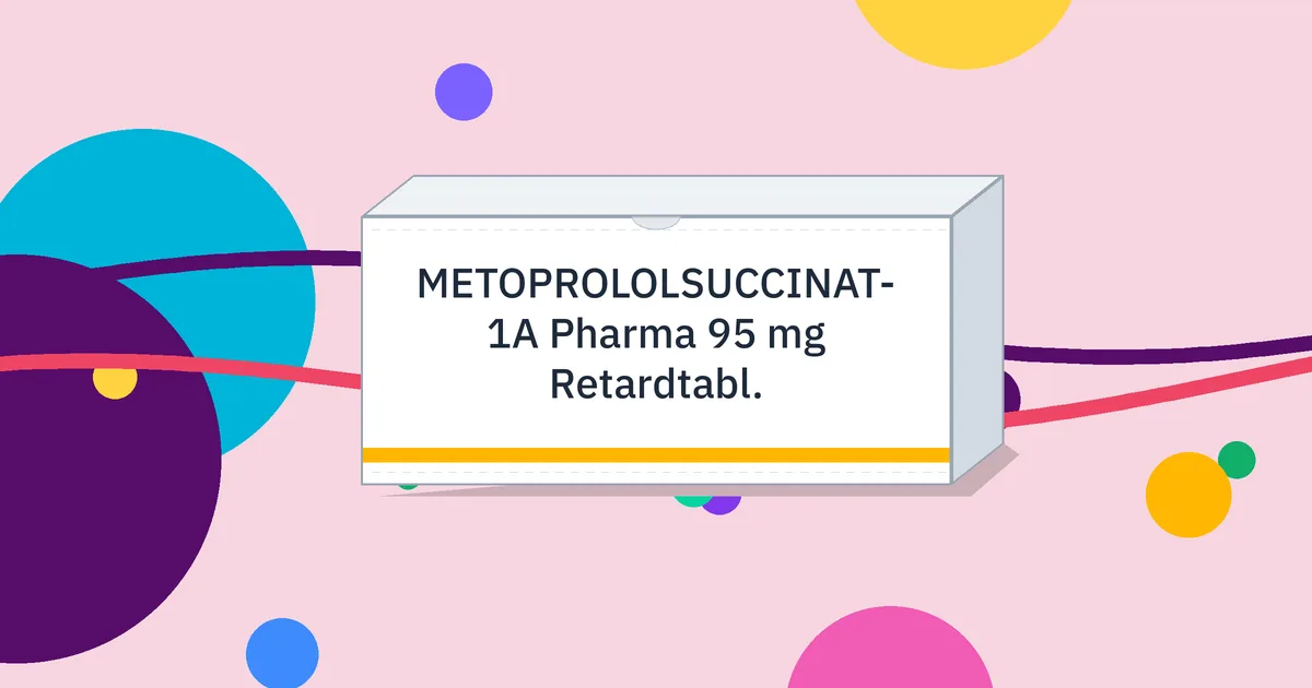 Symbolbild: Packung mit der Aufschrift METOPROLOLSUCCINAT-1A Pharma 95 mg Retardtabl. (PZN 00229903) – Verfügbarkeit und Bezug in Apotheken in Frankfurt am Main