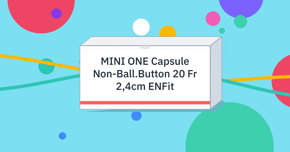 Symbolbild: Packung mit der Aufschrift MINI ONE Capsule Non-Ball.Button 20 Fr 2,4cm ENFit (PZN 14344157) – Verfügbarkeit und Bezug in Apotheken in Frankfurt am Main