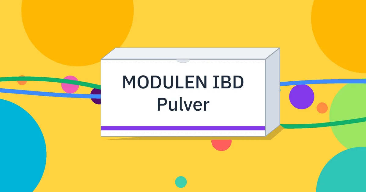 Symbolbild: Packung mit der Aufschrift MODULEN IBD Pulver (PZN 00477860) – Verfügbarkeit und Bezug in Apotheken in Frankfurt am Main
