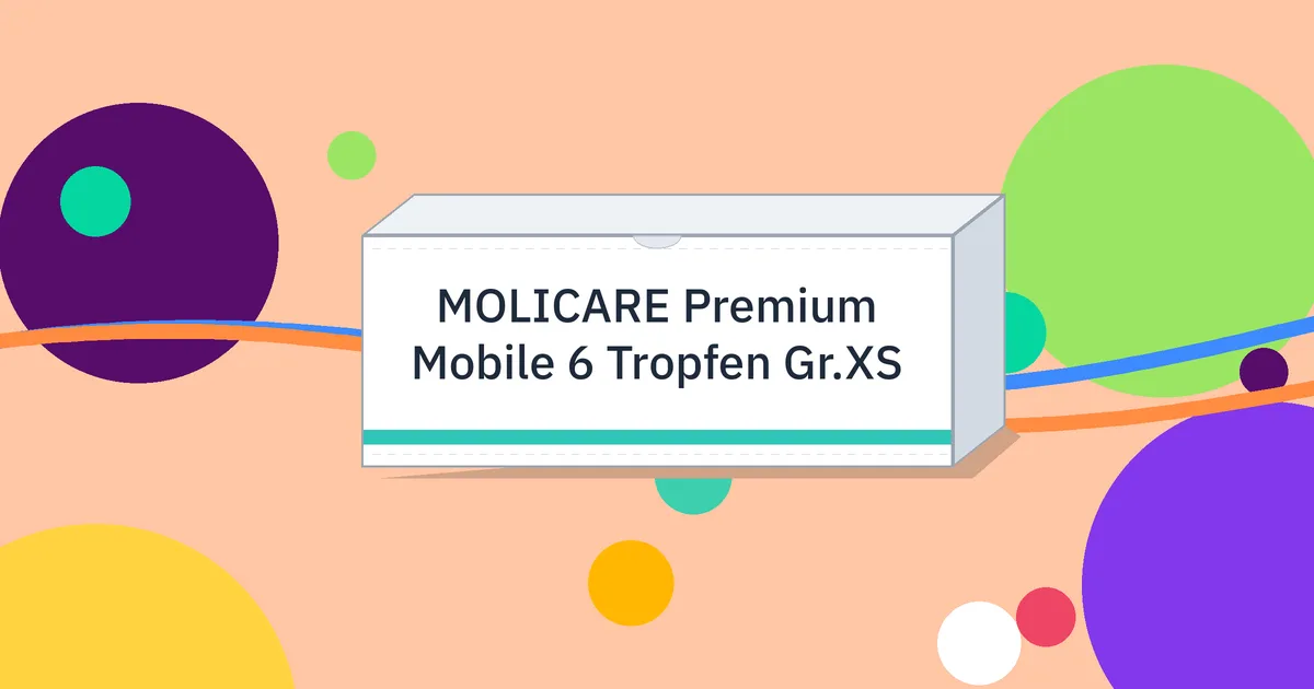 Symbolbild: Packung mit der Aufschrift MOLICARE Premium Mobile 6 Tropfen Gr.XS (PZN 17936421) – Verfügbarkeit und Bezug in Apotheken in Frankfurt am Main