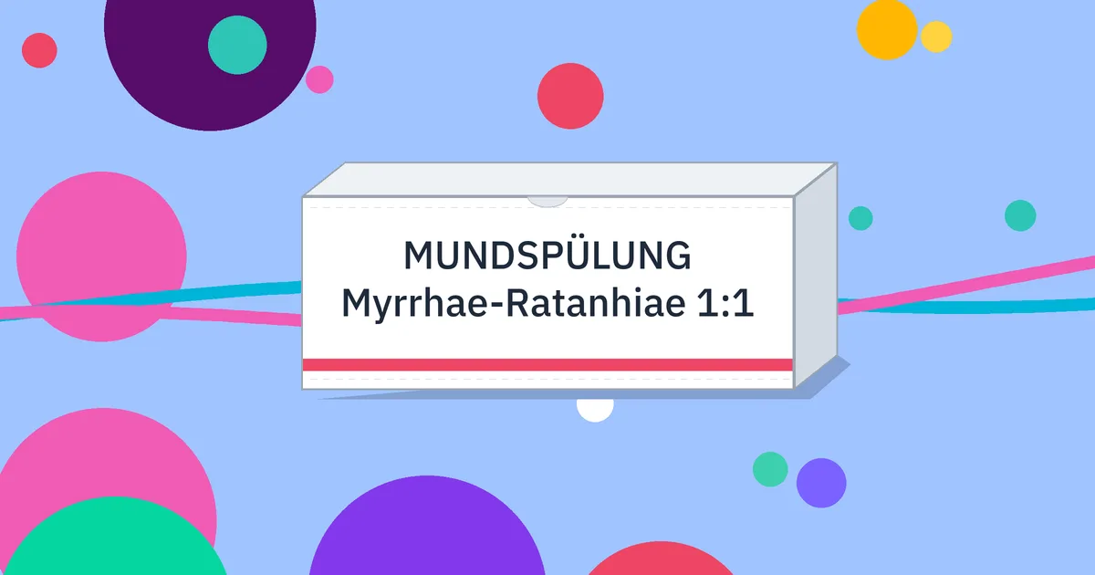 Symbolbild: Packung mit der Aufschrift MUNDSPÜLUNG Myrrhae-Ratanhiae 1:1 (PZN 11052307) – Verfügbarkeit und Bezug in Apotheken in Frankfurt am Main