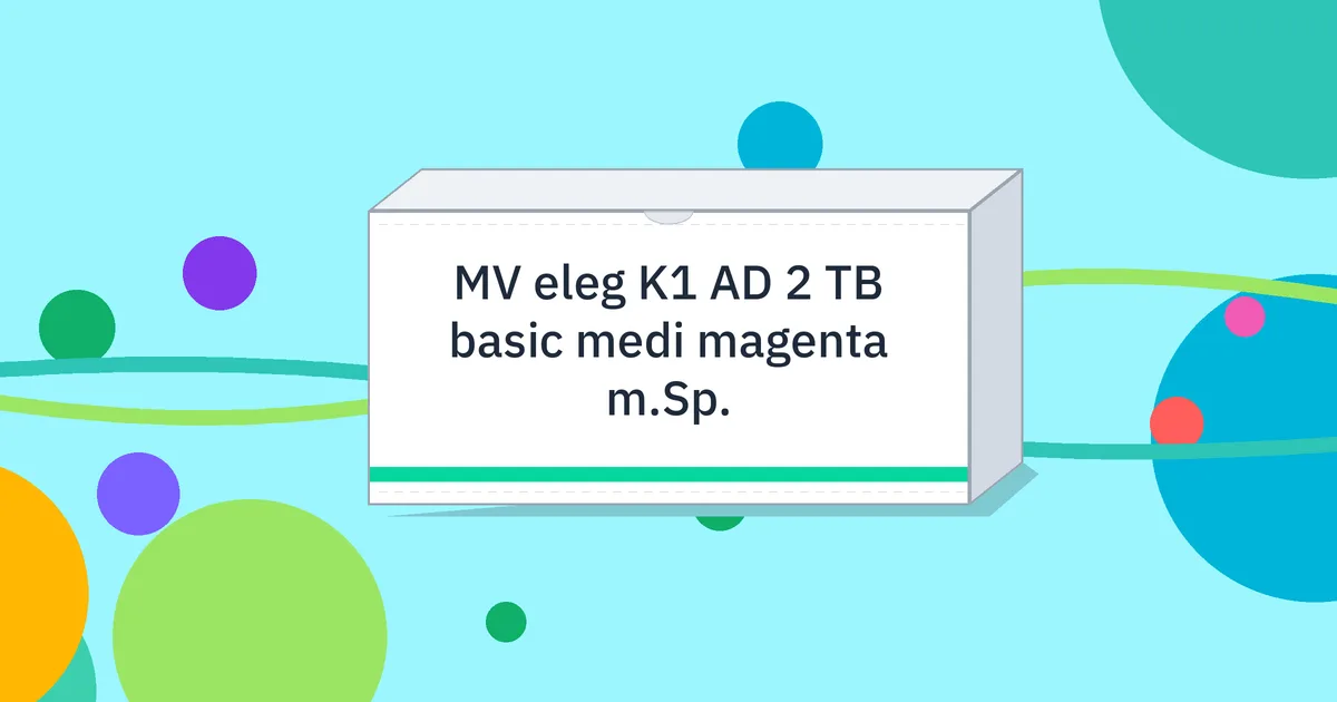 Symbolbild: Packung mit der Aufschrift MV eleg K1 AD 2 TB basic medi magenta m.Sp. (PZN 14619424) – Verfügbarkeit und Bezug in Apotheken in Frankfurt am Main