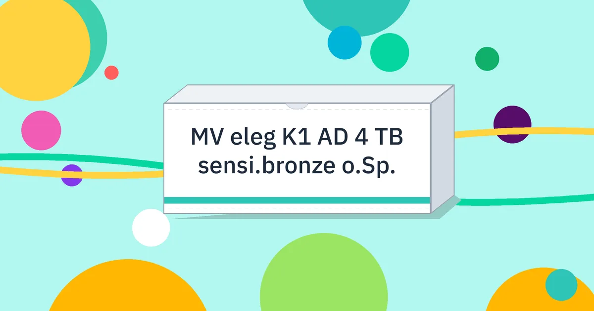 Symbolbild: Packung mit der Aufschrift MV eleg K1 AD 4 TB sensi.bronze o.Sp. (PZN 14704118) – Verfügbarkeit und Bezug in Apotheken in Frankfurt am Main