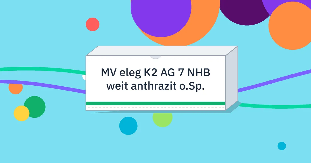 Symbolbild: Packung mit der Aufschrift MV eleg K2 AG 7 NHB weit anthrazit o.Sp. (PZN 15728078) – Verfügbarkeit und Bezug in Apotheken in Frankfurt am Main