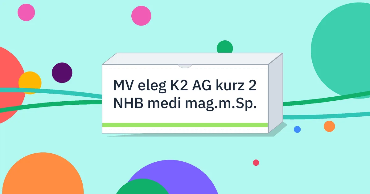 Symbolbild: Packung mit der Aufschrift MV eleg K2 AG kurz 2 NHB medi mag.m.Sp. (PZN 15716307) – Verfügbarkeit und Bezug in Apotheken in Frankfurt am Main